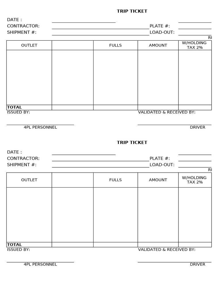 Trip Ticket | PDF