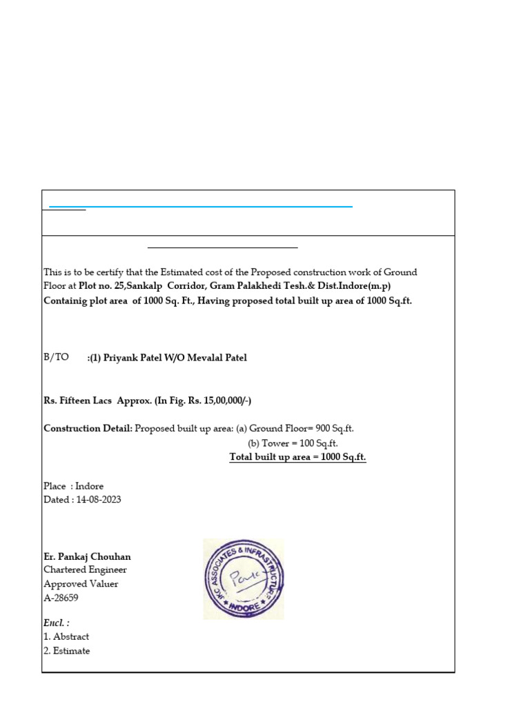 G.F. (900sqft) 15lasc Yesh Bank Sachin Sir | PDF | Structural Engineering | Real Estate