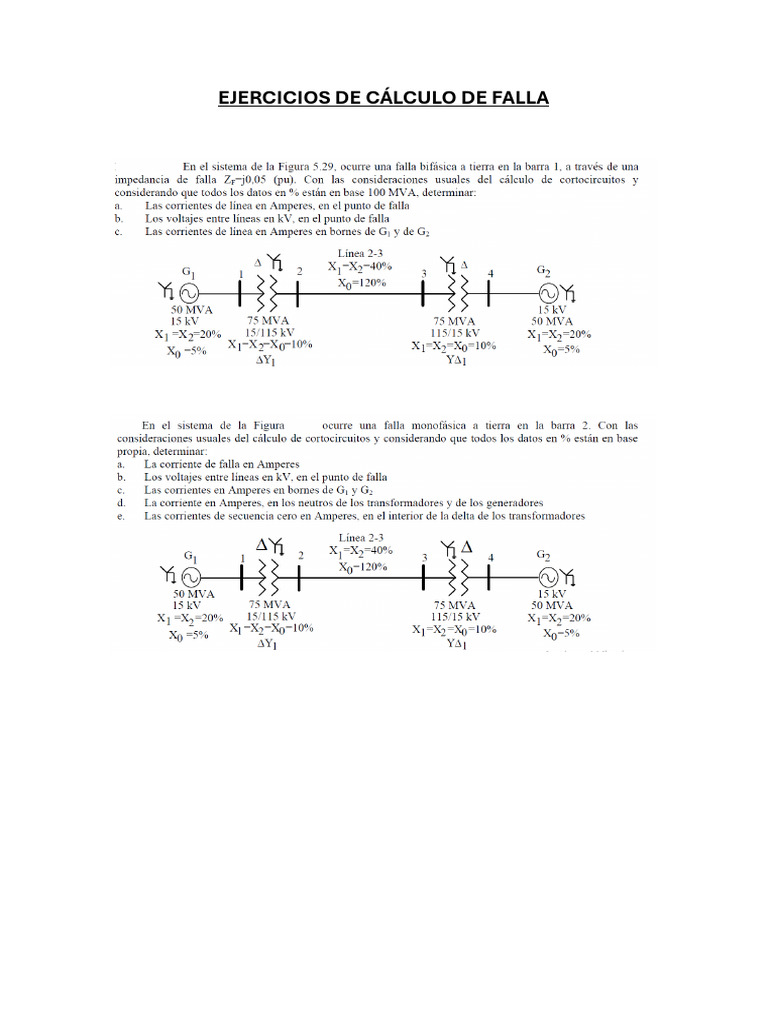 Ejercicios de Cálculo de Falla | PDF