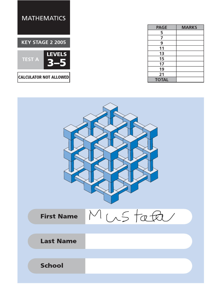 KS2 Mathematics Test 2005 - No Calculator | PDF | Mathematics