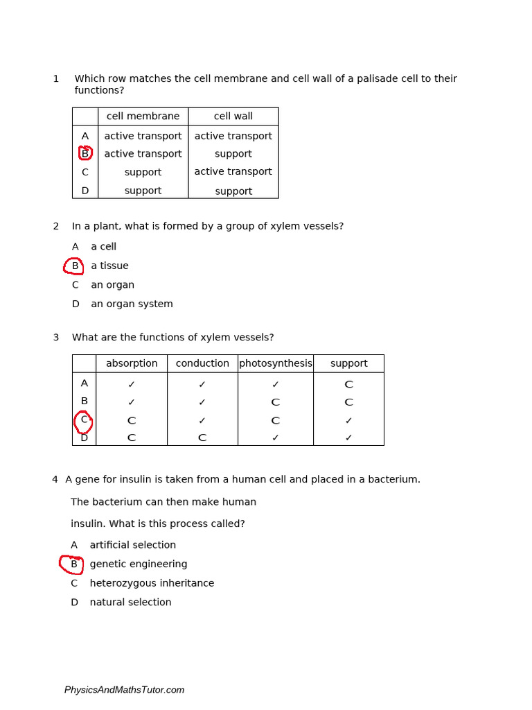 Biology Cell Structure Quiz | PDF | Tissue (Biology) | Cell (Biology)