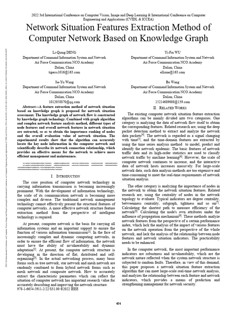 Network Situation Features Extraction Method of Computer Network Based On Knowledge Graph | PDF ...