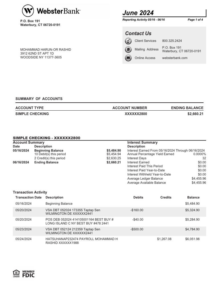 June Statement | PDF | Overdraft | Debits And Credits