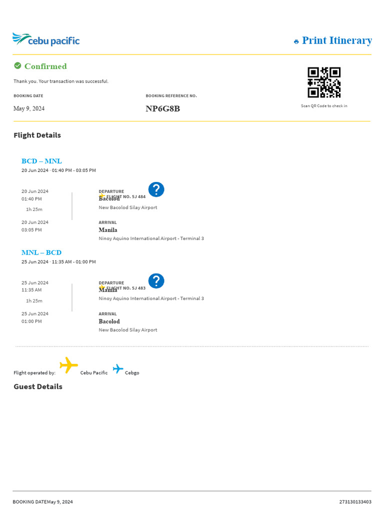 Itinerary | PDF | Fee | Payments