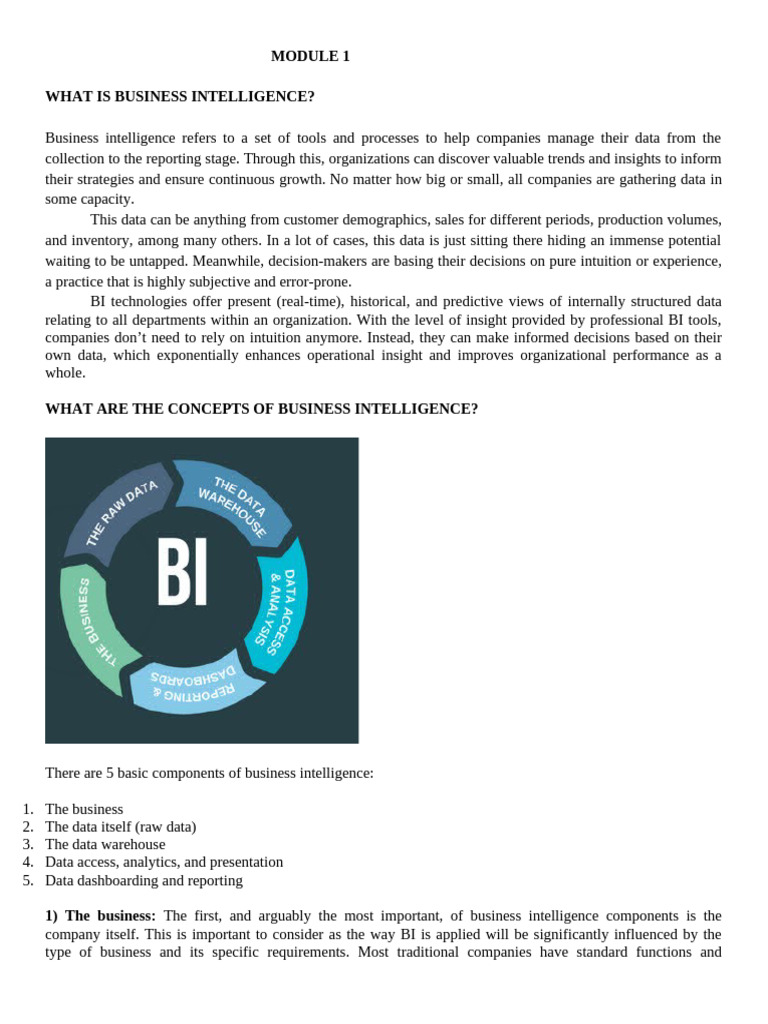 MODULE 1 | PDF | Business Intelligence | Analytics