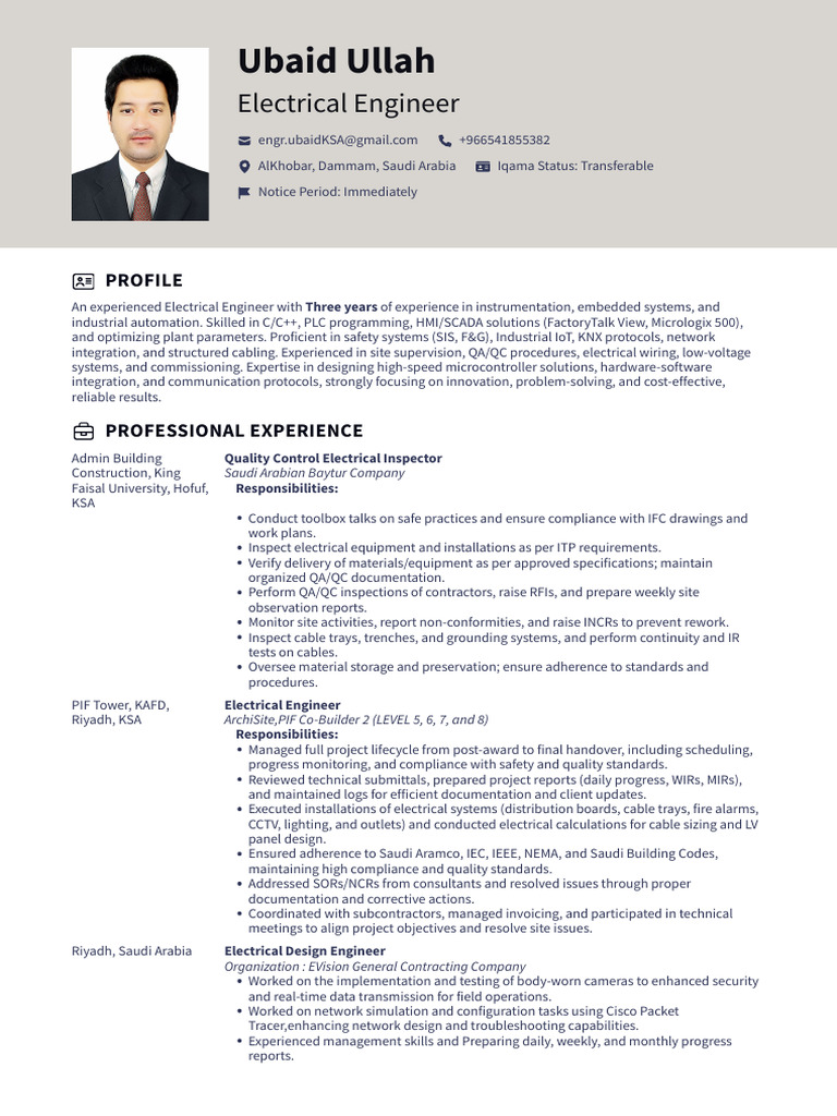 Ubaid_CV_KSA | PDF | Computer Network | Saudi Arabia