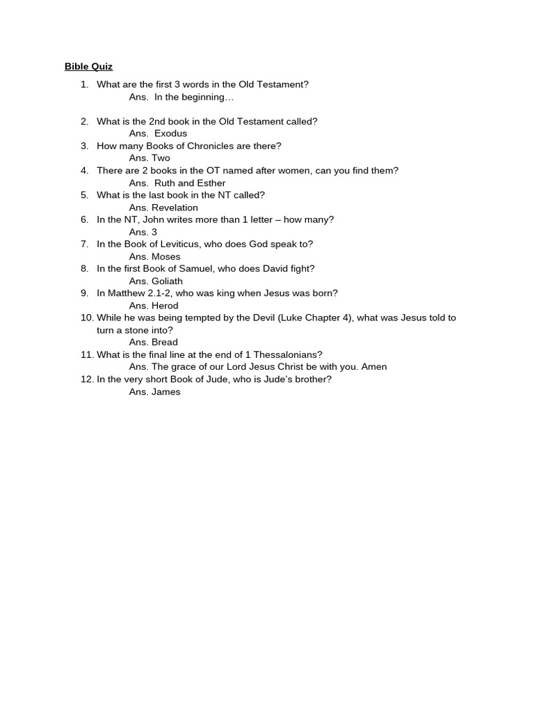 Bible Quiz | PDF