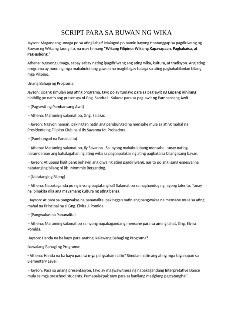 Script para Sa Buwan NG Wika | PDF
