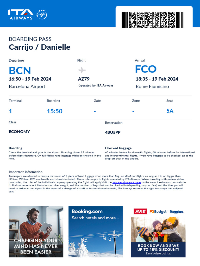 Your Boarding Pass | PDF | Baggage | Aviation