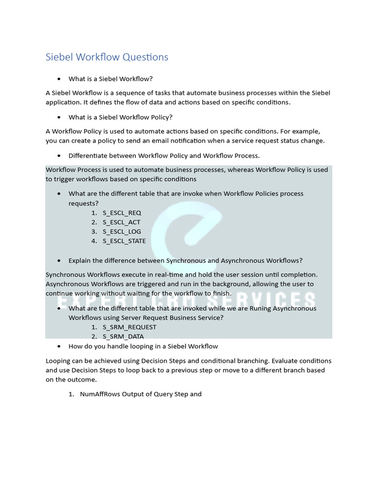 Siebel Interview Questions Workflow | PDF | Workflow | Business Process