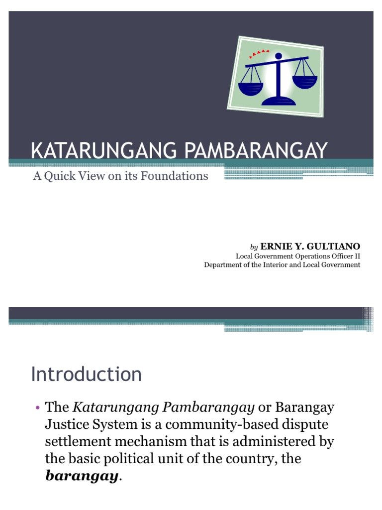 An Overview of the Barangay Justice System in the Philippines: The Role ...