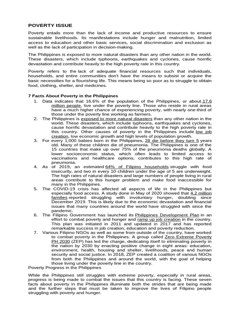 POVERTY ISSUE | PDF | Cost Of Living | Poverty