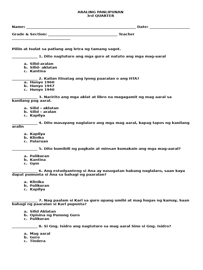 AP Q3 Exam Review | PDF