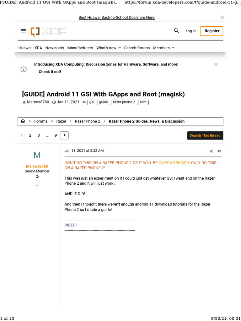 GUIDE Android 11 GSI With GApps and Root Magisk XDA Forums | PDF | Android (Operating System ...