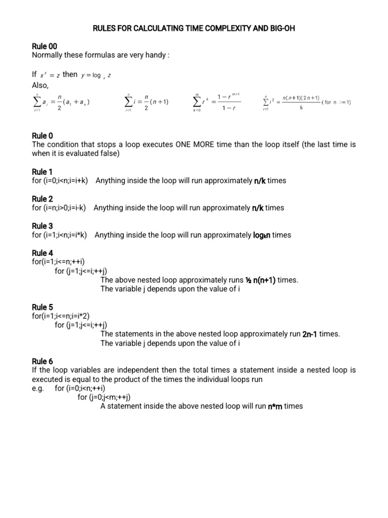 Complexity Rules and Exercises | PDF