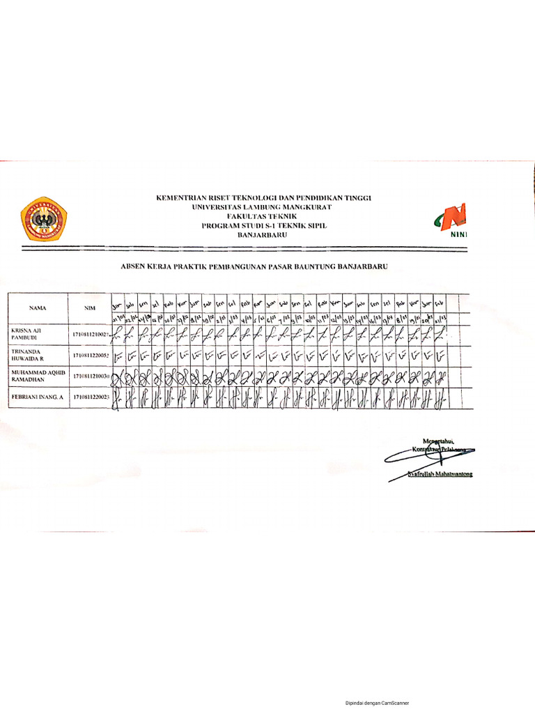 Lampiran Absensi KP | PDF