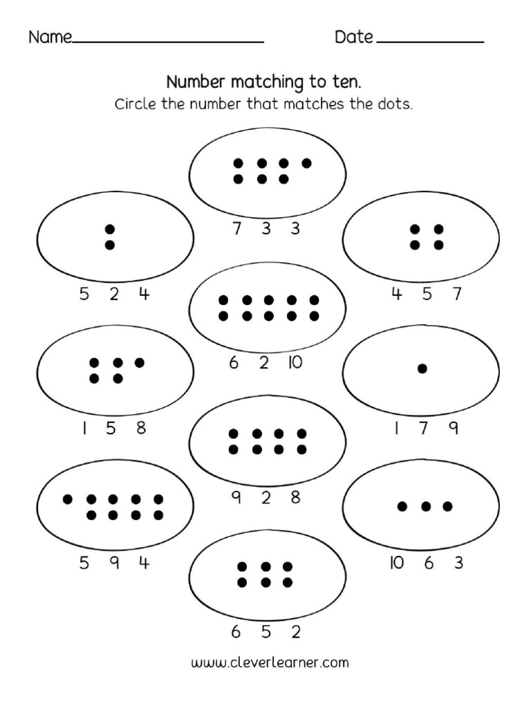 Preschool Matching Numbers Activities 10 | PDF