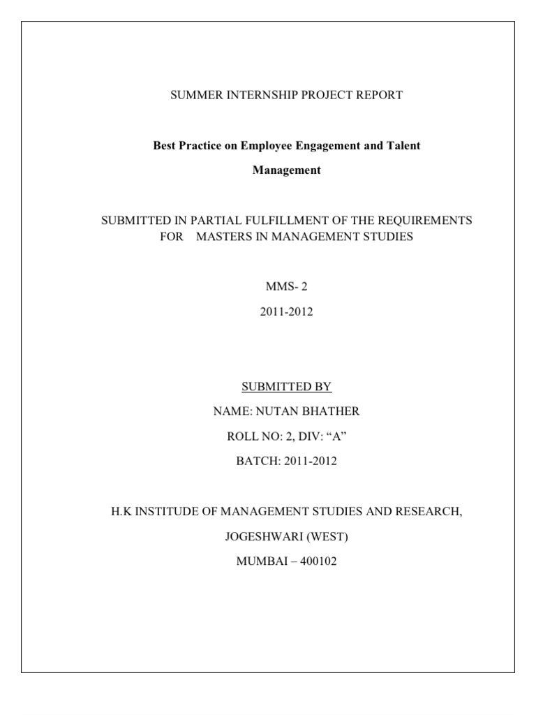 Summer Internship Project Report PPT Final | PDF | Employee Retention ...