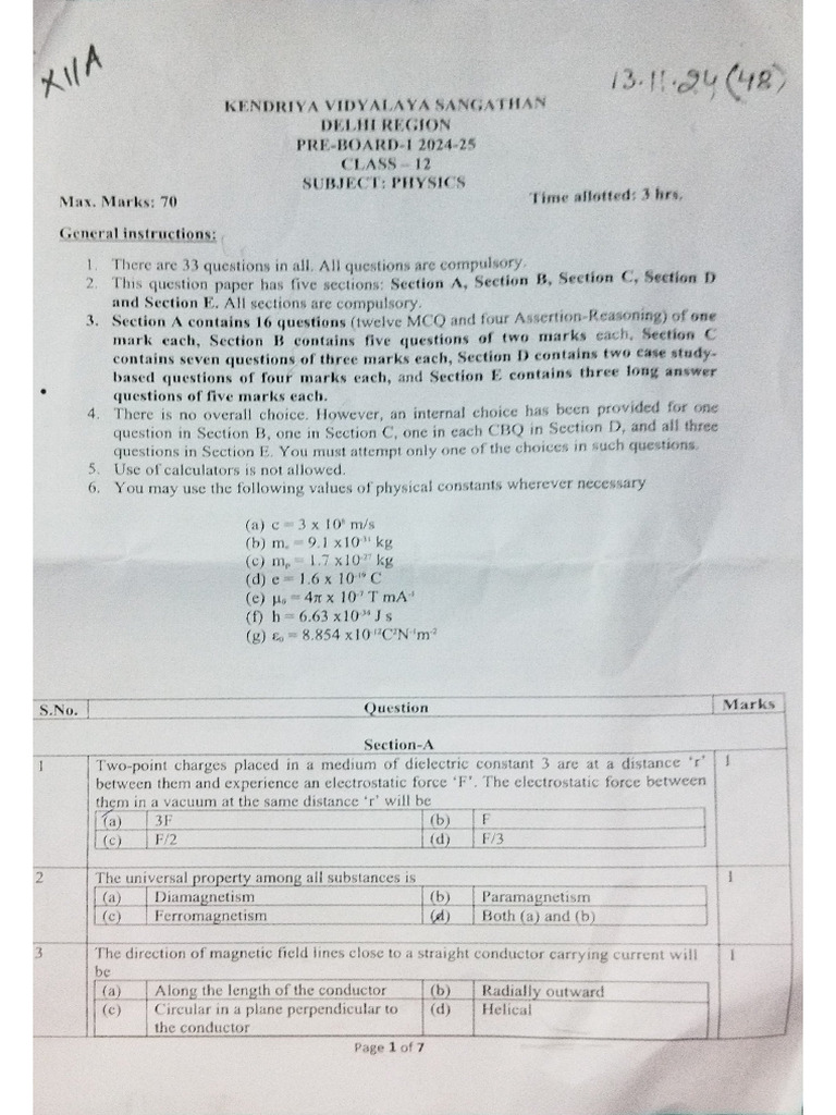 Kvs Phy Paper | PDF
