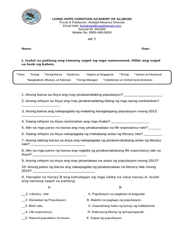 Ap and Tle JHS | PDF