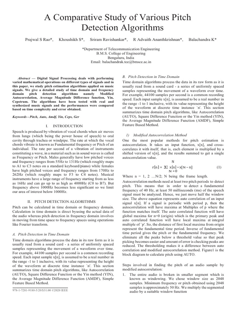 Pitch | PDF | Pitch (Music) | Autocorrelation