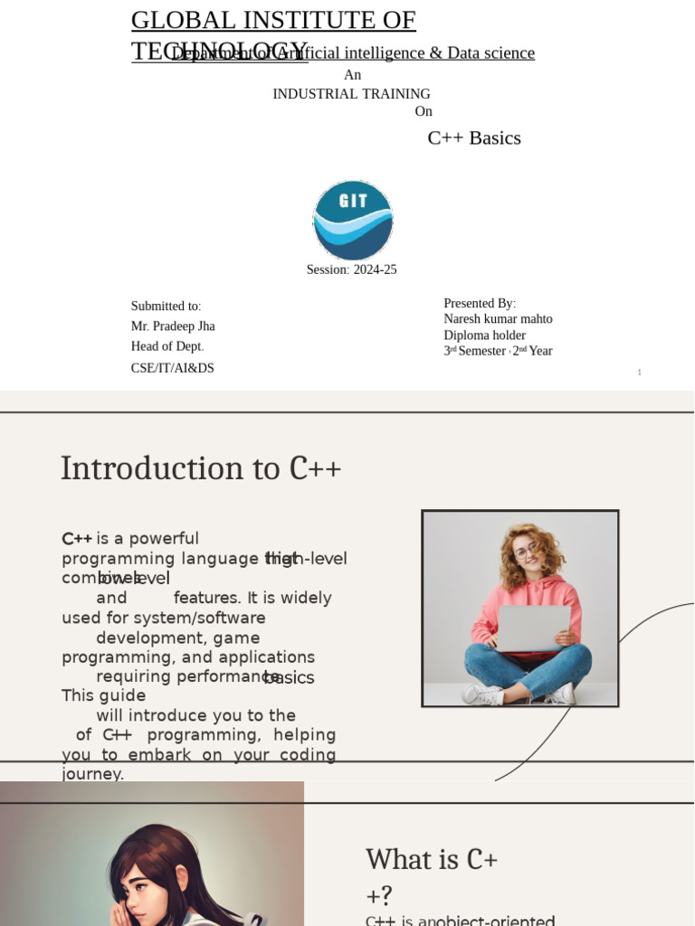 Naresh KM 3rd 2nd Year Its Presentation | PDF | Computer Programming | C++