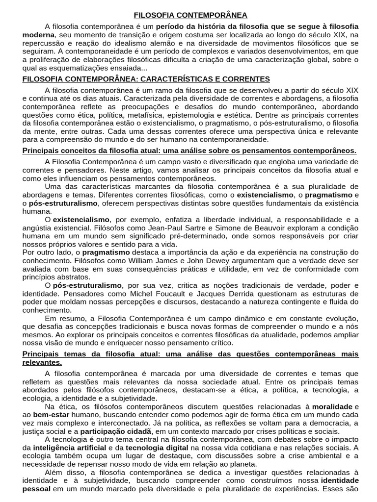 4.3º Ano Filosofia Contemporânea-1 | PDF | Existencialismo | Science