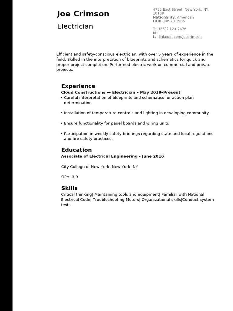 Electrician Example | PDF