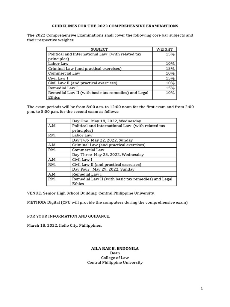 Final Guidelines For The 2022 Comprehensive Exams | PDF | Employment ...
