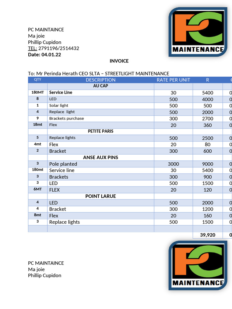 INVOICE 09 | PDF | Lighting