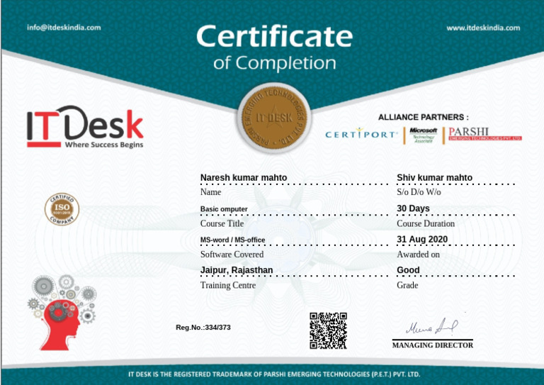 Basic Computer Certificate | PDF