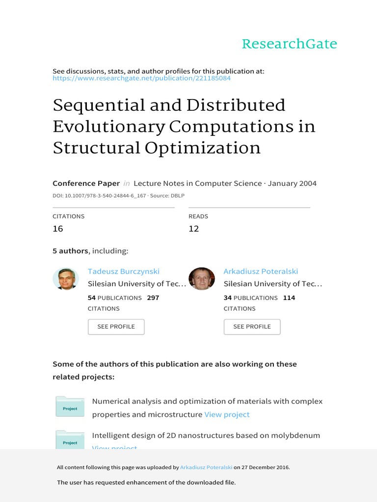 Sequential And Distributed Evolutionary Pdf Mathematical Optimization Finite Element Method