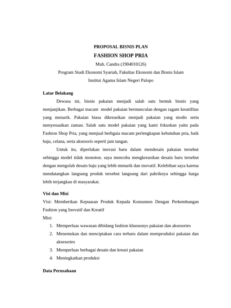 Tugas Bisnis Plan | PDF