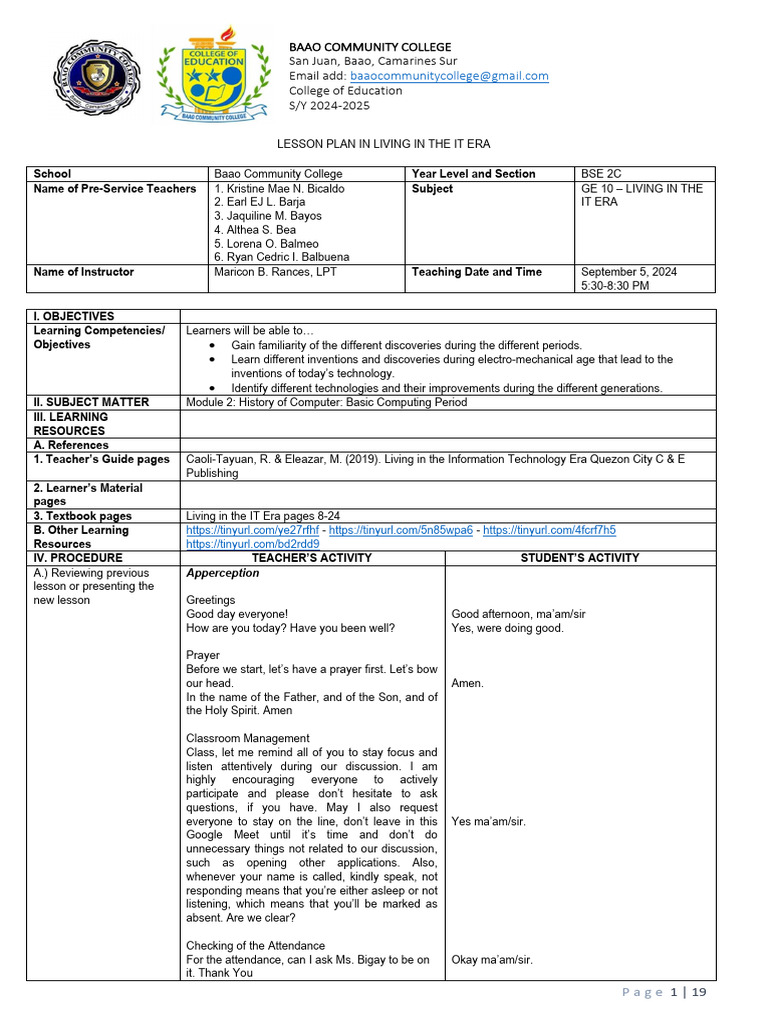 Lesson Plan Module 2 | PDF | Computing | Office Equipment