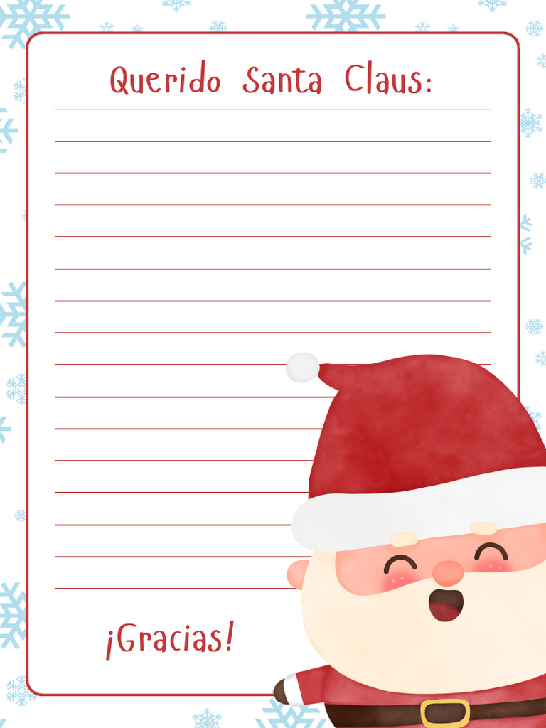 Carta A Santa Claus Ilustrada Moderna Blanca | PDF