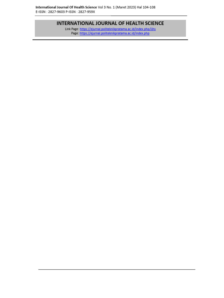 IJHS Vol 3 No 1 Maret 2023 Hal 104-108 | PDF | Menstruation | Medical Specialties