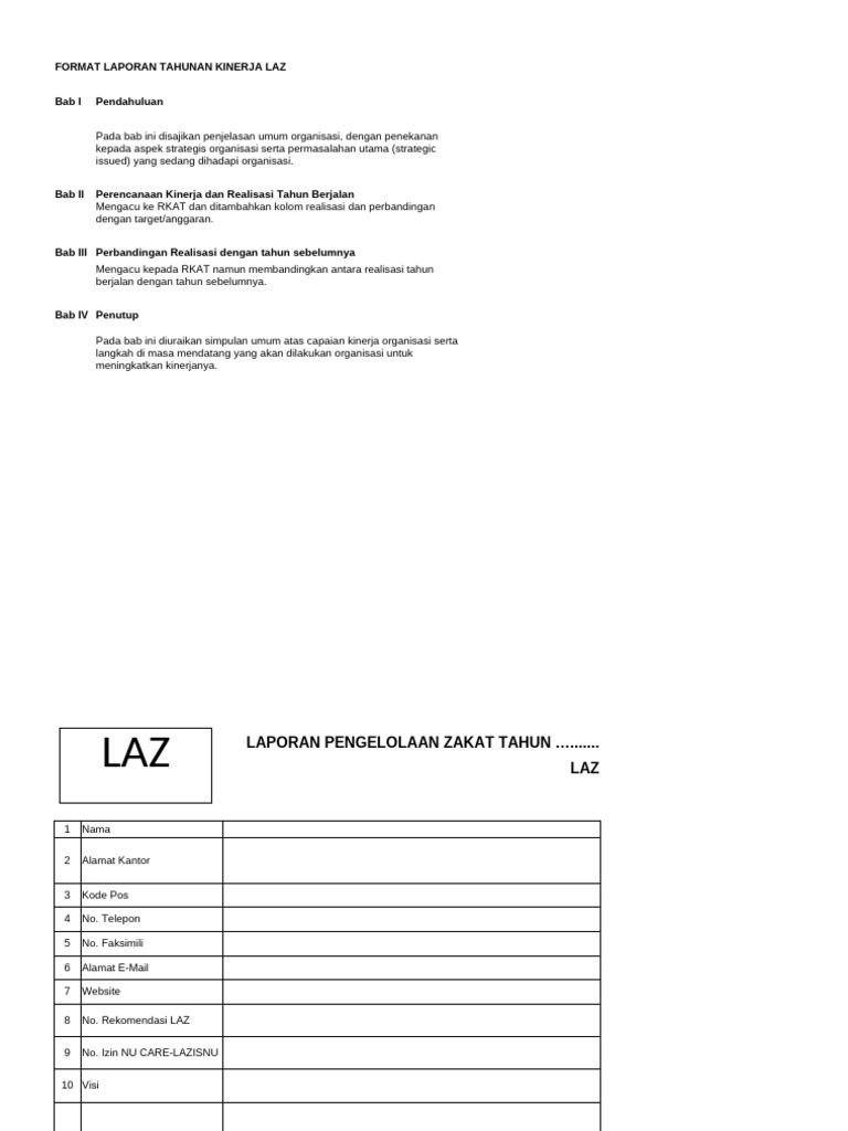 Format Laporan Pengelolaan LAZ | PDF