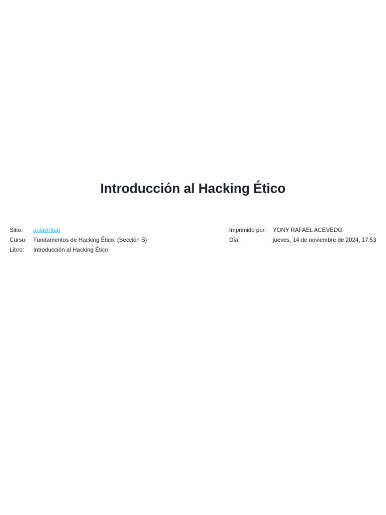 Introducción Al Hacking Ético - Aulavirtual | PDF | Hacker de seguridad | Sombrero Blanco ...