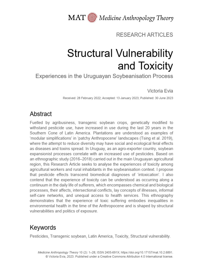 Structural Vulnerability and Toxicity Experiences | PDF | Pesticide | Agriculture