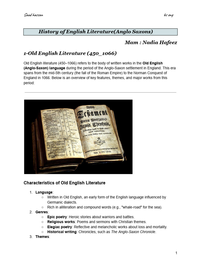 History of English Literature(Anglo Saxons) | PDF | Bede | Anglo Saxons