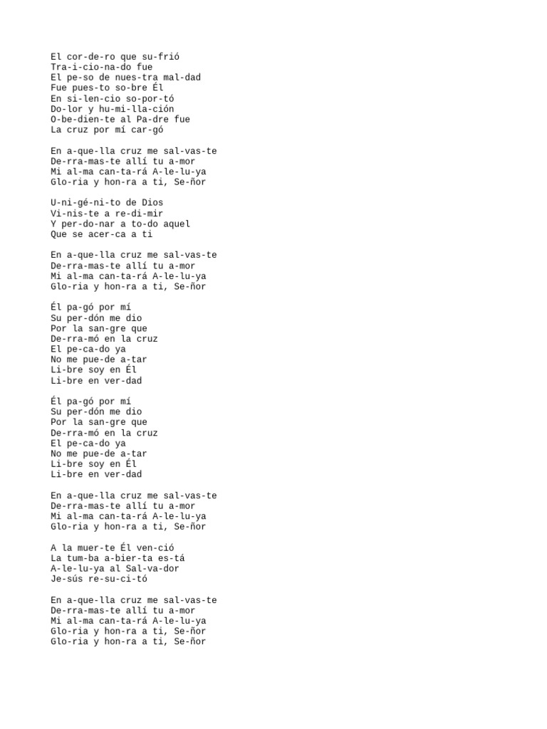 Letra Aquella Cruz | PDF