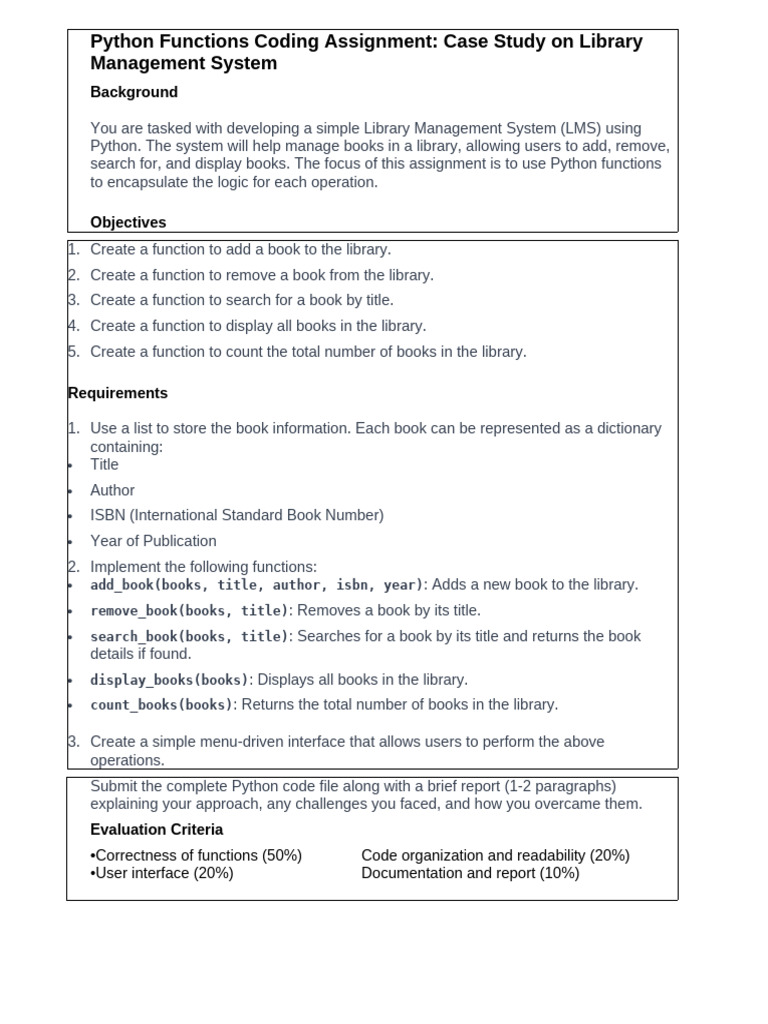 Functions-Case Study-Library Management System | PDF