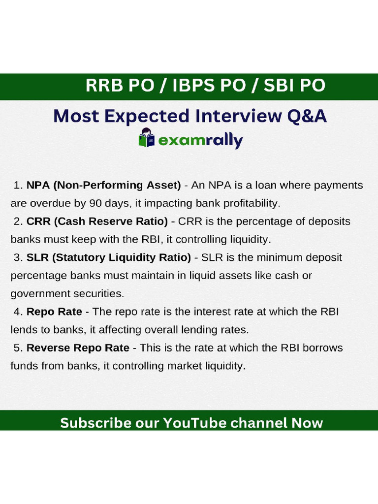 RRB Po Interview Ques With Short Answers | PDF