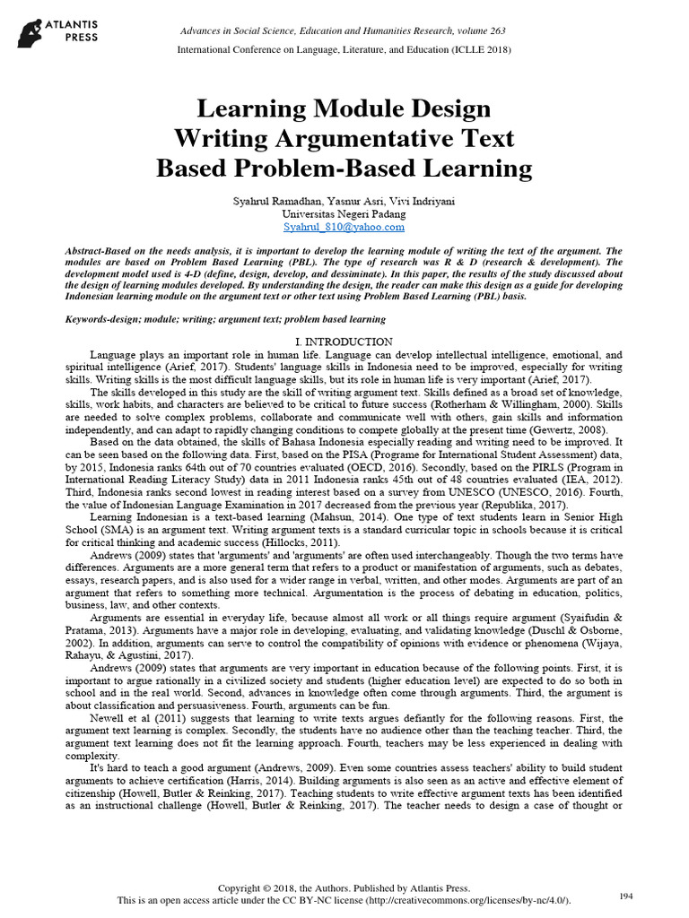 Learning_Module_Design_Writing_Argumenta | PDF | Constructivism ...