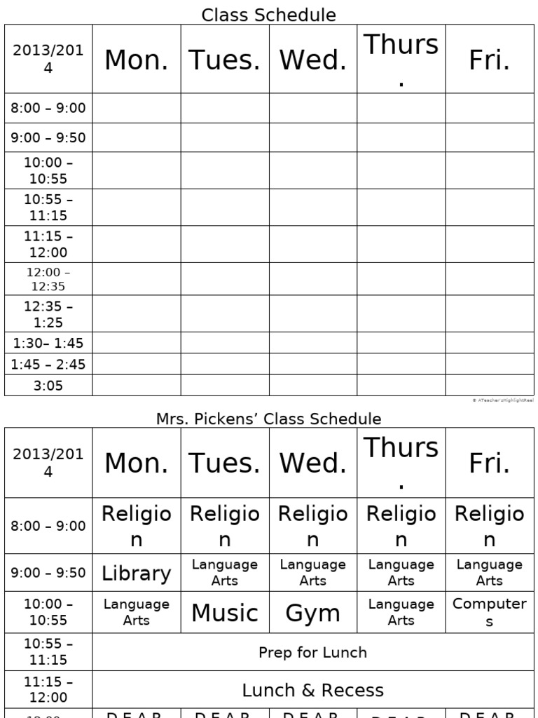 EditableClassSchedule 1 | PDF