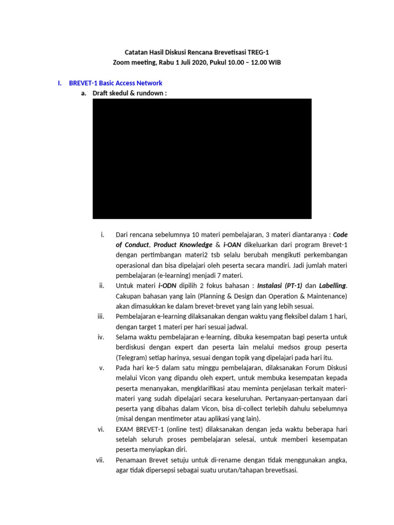 1 Juli 2020 Catatan Hasil Diskusi Rencana Brevetisasi TREG1 | PDF