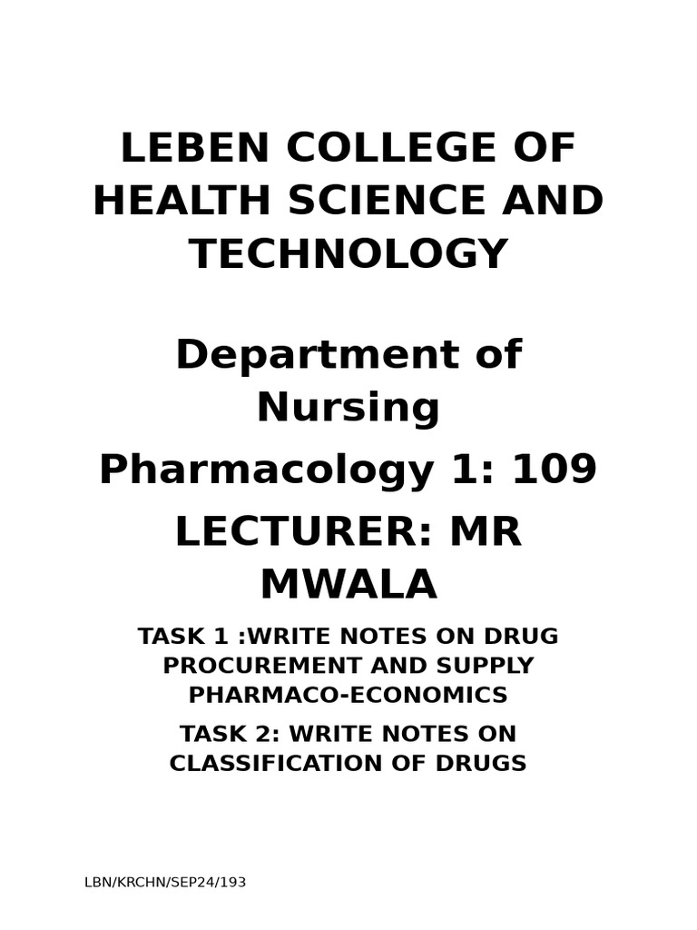 Pharmacology Assignment | PDF | Health Care | Cost–Benefit Analysis