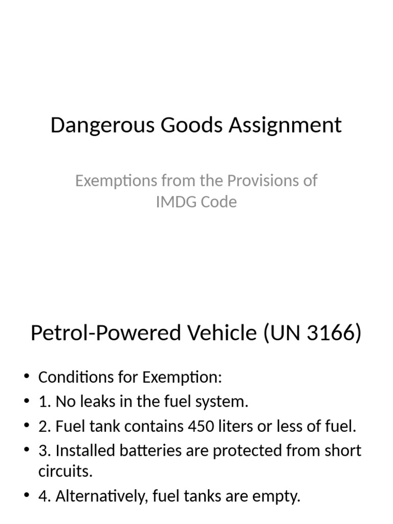 Dangerous Goods IMDG Code Presentation | PDF