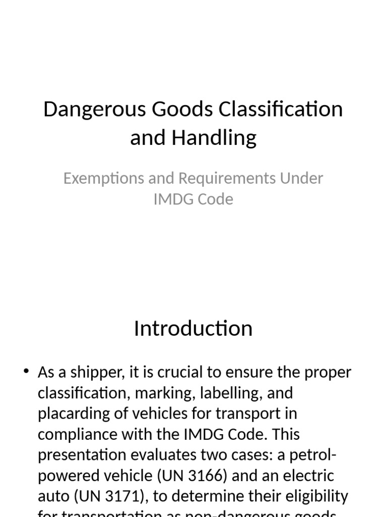 Dangerous Goods Presentation IMDG Code | PDF