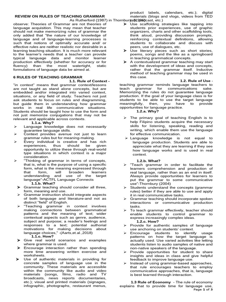 grammar final notes | PDF | Learning | Teachers